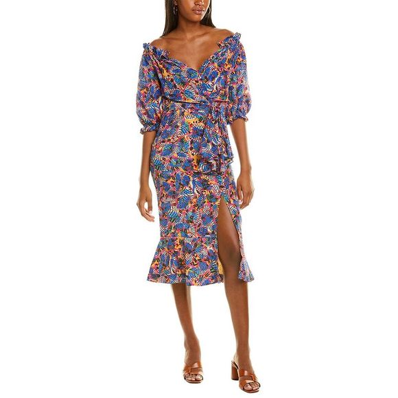 SALONI | Dresses | Saloni Womens Olivia Silk Midi Dress Gold | Poshmark